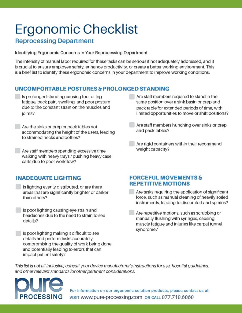 Ergonomic Concerns in Reprocessing Dept. | Pure Processing