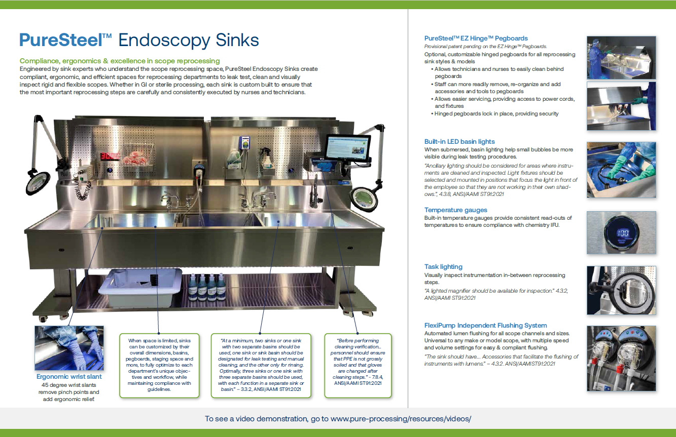 PureSteel™ Healthcare Endoscopy Sinks | Pure Processing